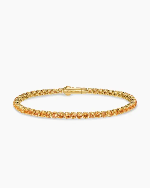 David Yurman 18k Yellow Gold Tennis Bracelet With Sapphires - Orange Sapphire