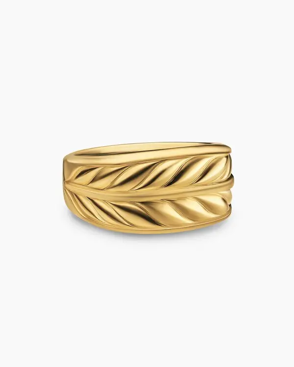 David Yurman Chevron Three Sided Signet Ring - All 18k Yellow Gold