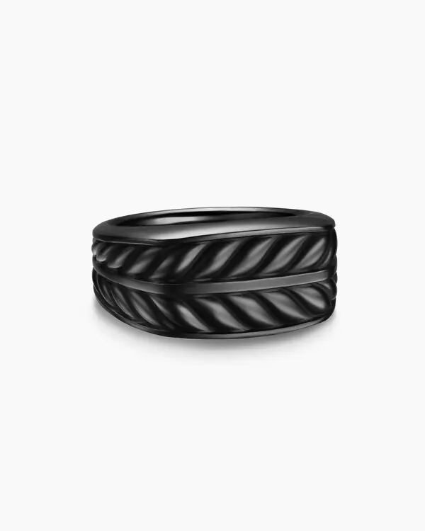 David Yurman Chevron Signet Ring - Black Titanium