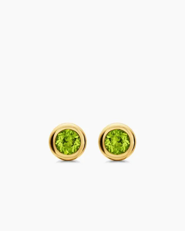 David Yurman 18k Yellow Gold Bezel Set Stud Earrings - Peridot