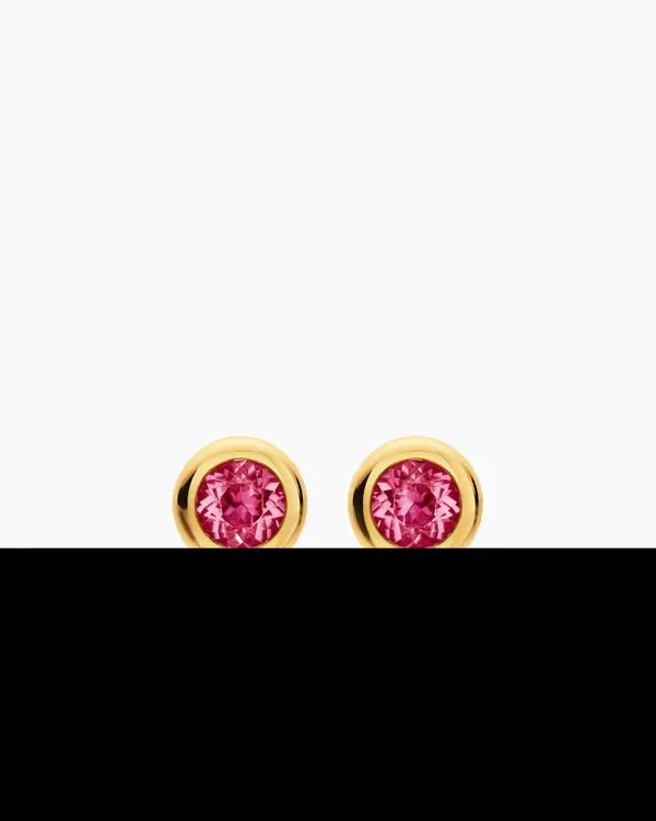 David Yurman 18k Yellow Gold Bezel Set Stud Earrings - Pink Tourmaline