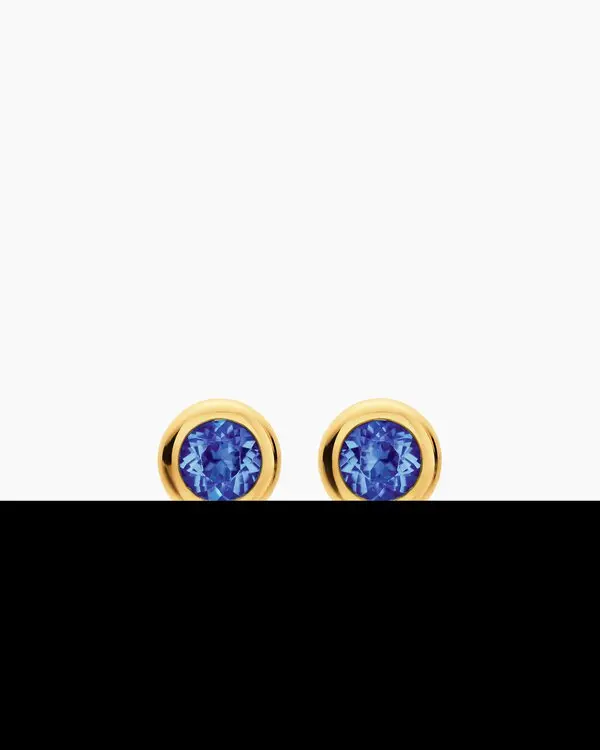 David Yurman 18k Yellow Gold Bezel Set Stud Earrings - Tanzanite