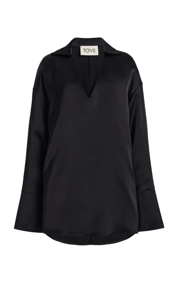 Tove Luisa Satin Top - Black