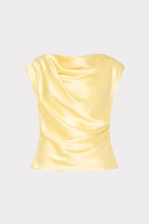 MILLY Kari Hammered Satin Top - Gold