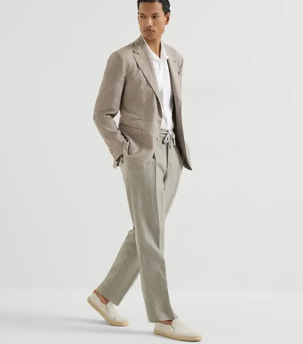 Brunello Cucinelli Linen Gabardine Trousers - Brown