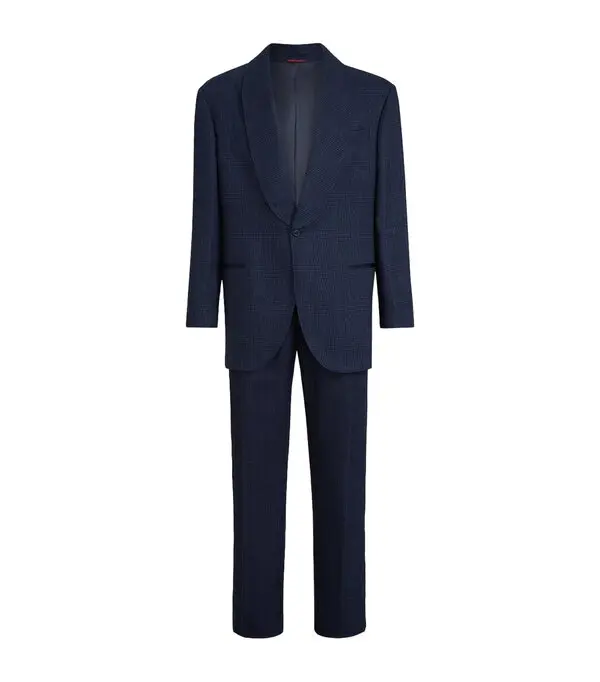 Brunello Cucinelli Cotton-linen Prince Of Wales Check Tuxedo