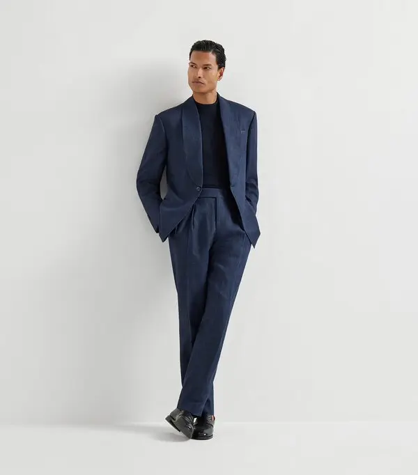 Brunello Cucinelli Cotton-linen Prince Of Wales Check Tuxedo