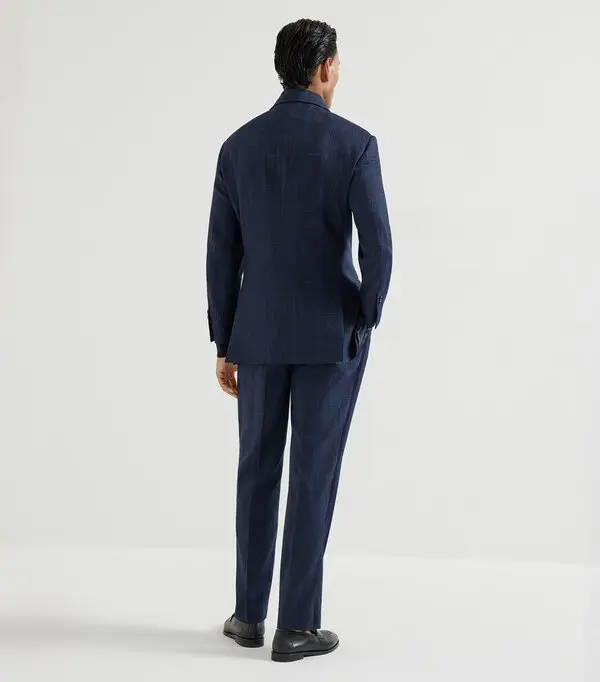 Brunello Cucinelli Cotton-linen Prince Of Wales Check Tuxedo