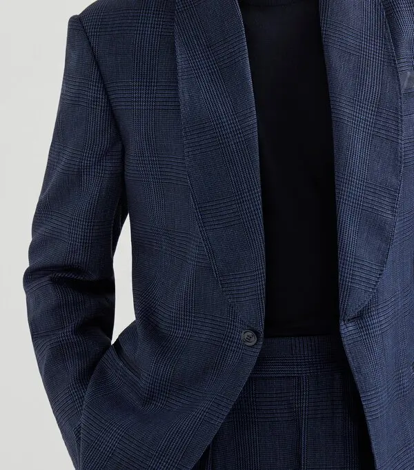 Brunello Cucinelli Cotton-linen Prince Of Wales Check Tuxedo