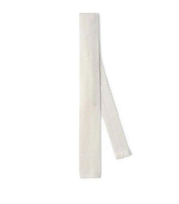 Brunello Cucinelli Silk Woven Tie - White