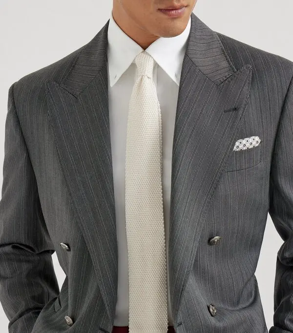 Brunello Cucinelli Silk Woven Neck Tie - White