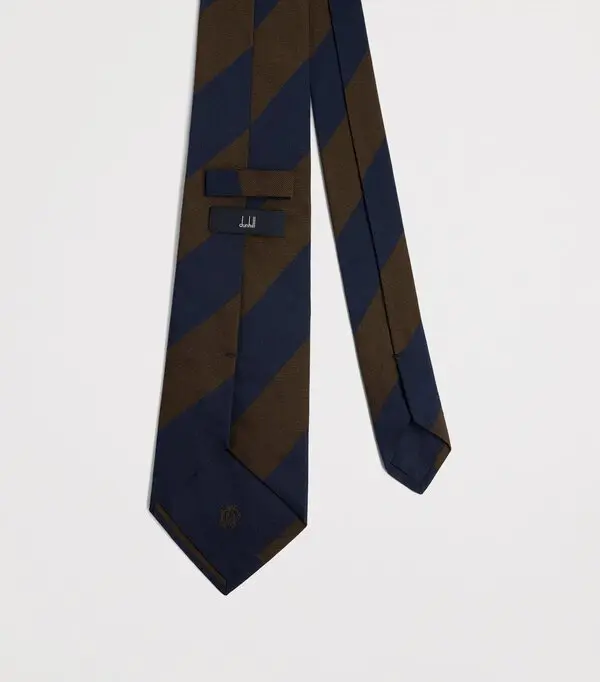 Dunhill Mulberry Silk Diagonal Stripe Tie - Green