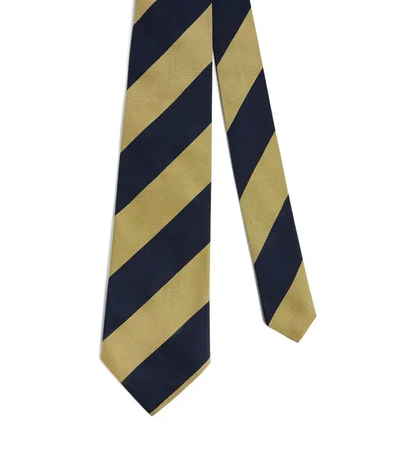 Dunhill Stripe Mulberry Silk Tie - Yellow