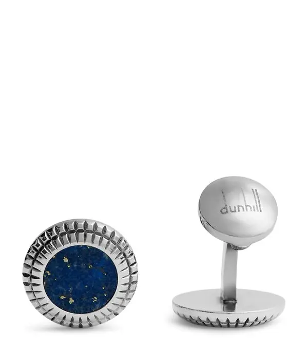 Dunhill Rhodium-plated Silver And Sodalite Hobnail Cufflinks - Blue