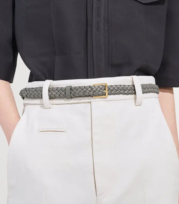 Bottega Veneta Leather Intreccio Solo Belt