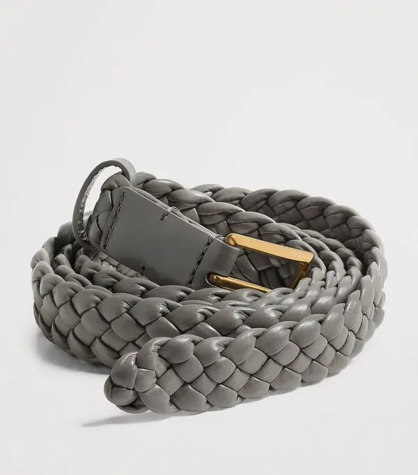 Bottega Veneta Leather Intreccio Solo Belt
