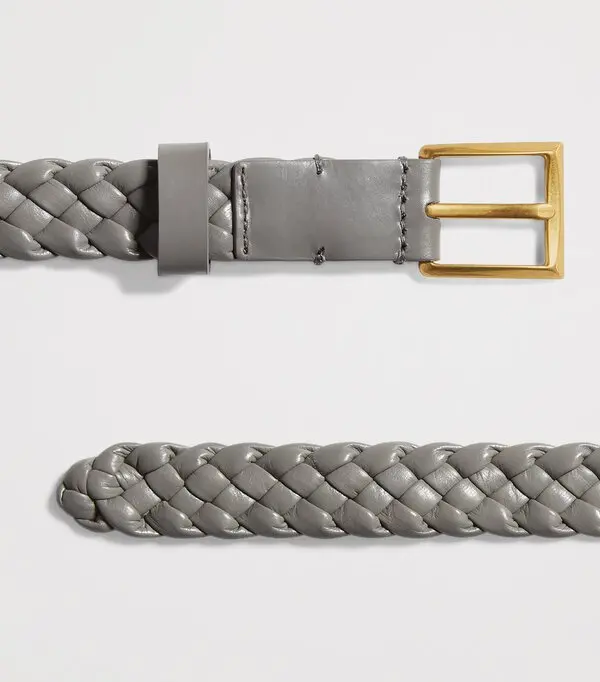 Bottega Veneta Leather Intreccio Solo Belt