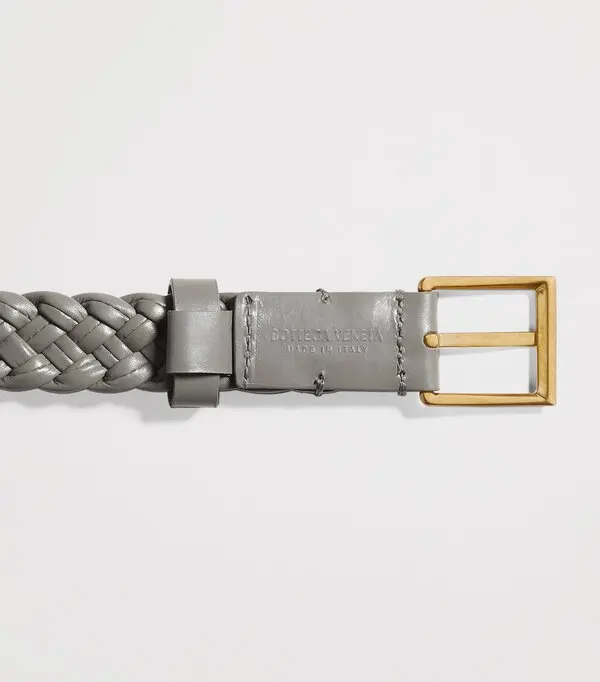 Bottega Veneta Leather Intreccio Solo Belt