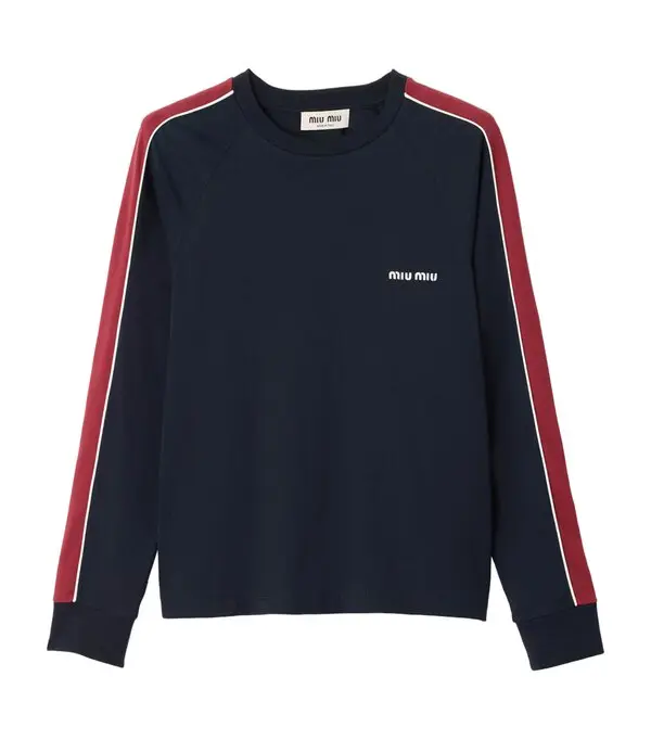 Miu Miu Cotton Jersey Logo Sweater