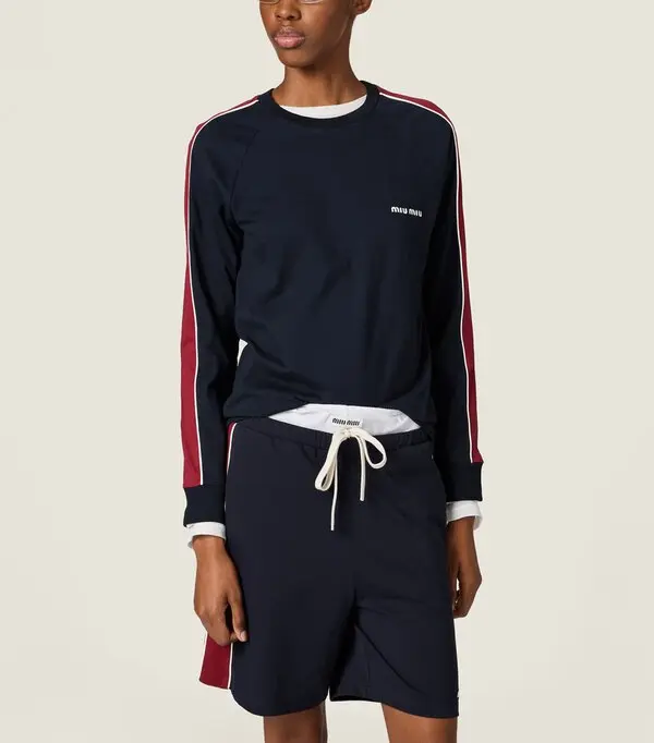 Miu Miu Cotton Jersey Logo Sweater