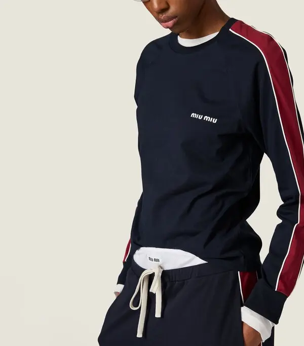 Miu Miu Cotton Jersey Logo Sweater
