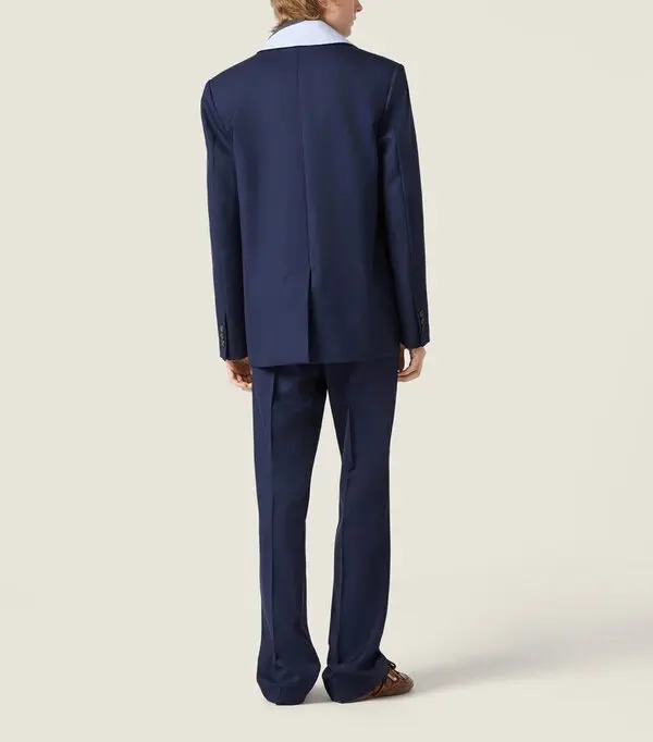 Miu Miu Wool Gabardine Blazer With Contrast Collar