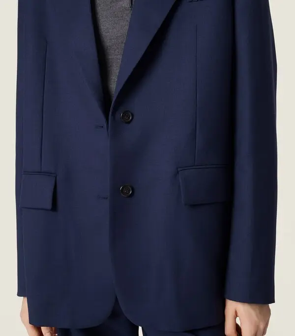 Miu Miu Wool Gabardine Blazer With Contrast Collar