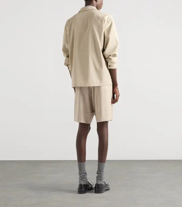 Prada Cotton Zip-up Shirt - Neutral