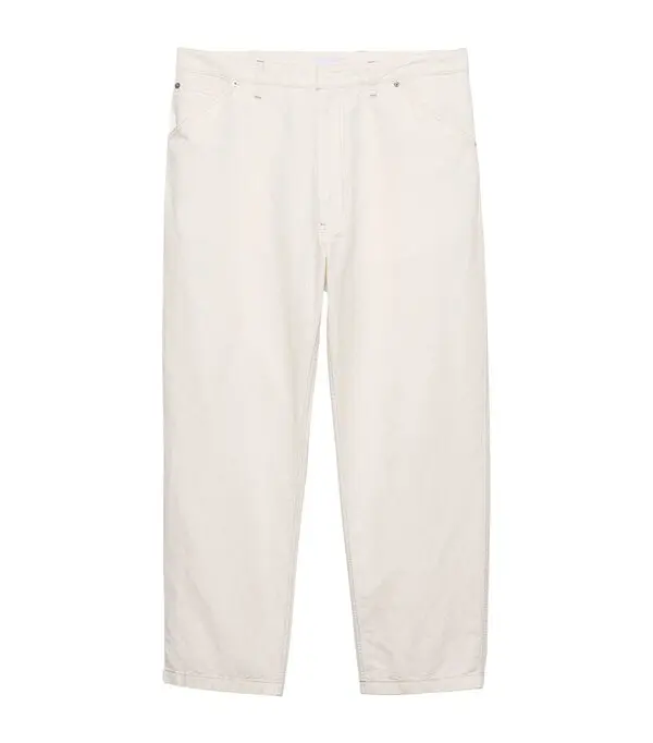 Prada Cotton-linen Chambray Trousers - Neutral