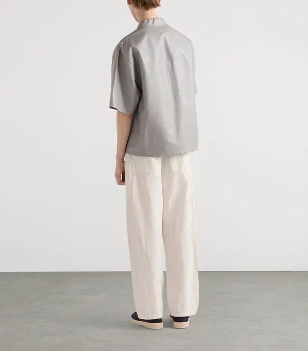 Prada Cotton-linen Chambray Trousers - Neutral