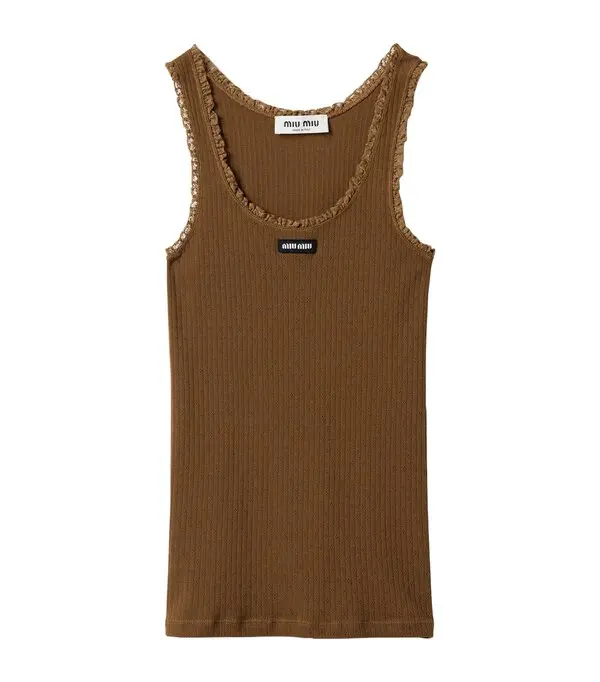Miu Miu Cotton Ribbed Tank Top