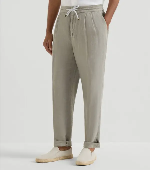 Brunello Cucinelli Linen Gabardine Trousers - Brown