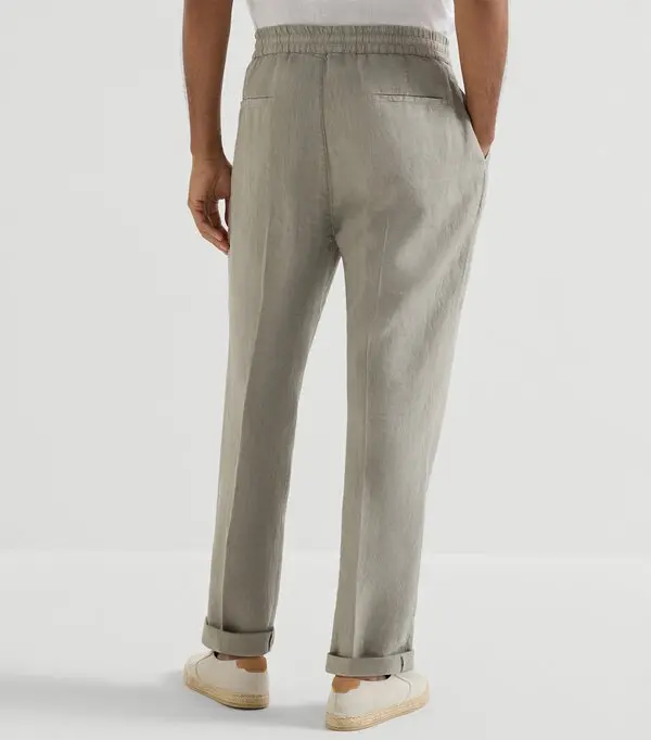 Brunello Cucinelli Linen Gabardine Trousers - Brown