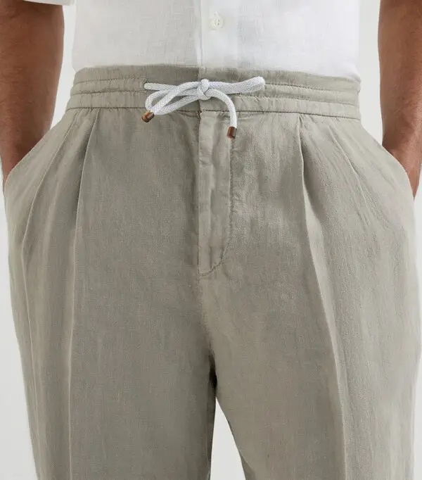 Brunello Cucinelli Linen Gabardine Trousers - Brown