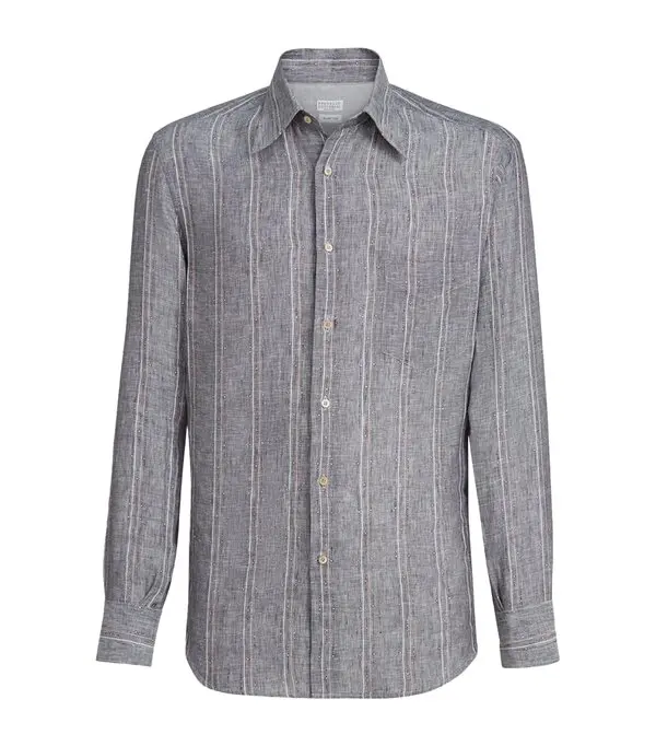 Brunello Cucinelli Linen Stripe Shirt