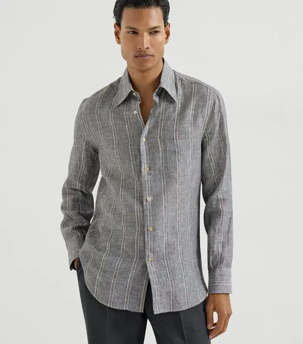 Brunello Cucinelli Linen Stripe Shirt