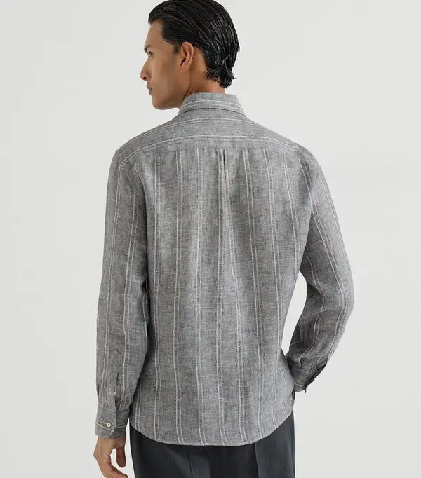 Brunello Cucinelli Linen Stripe Shirt