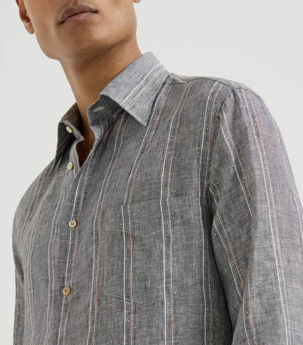 Brunello Cucinelli Linen Stripe Shirt