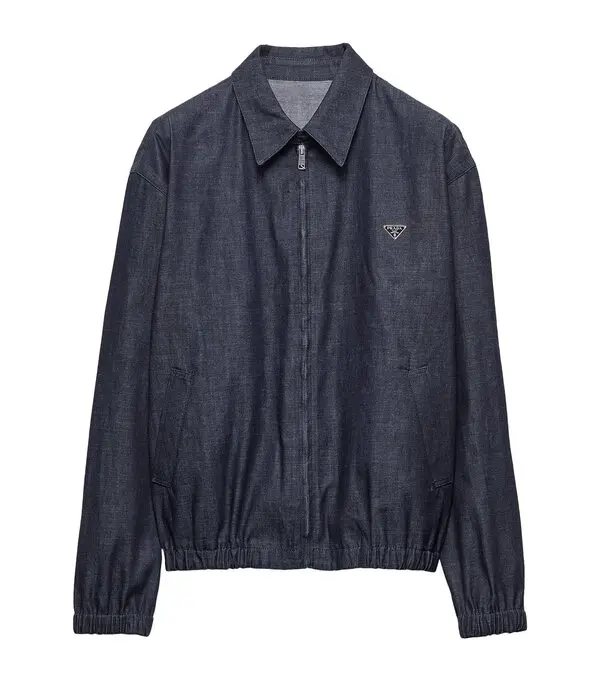 Prada Chambray Denim Blouson Jacket - Blue