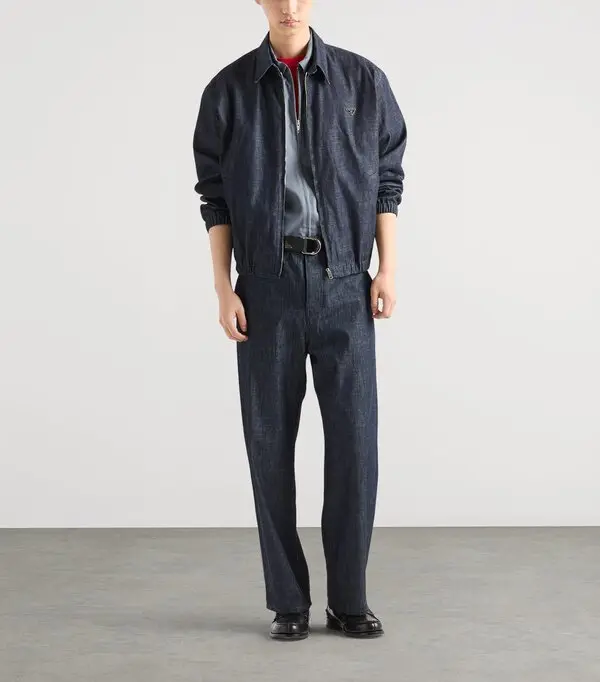 Prada Chambray Denim Blouson Jacket - Blue