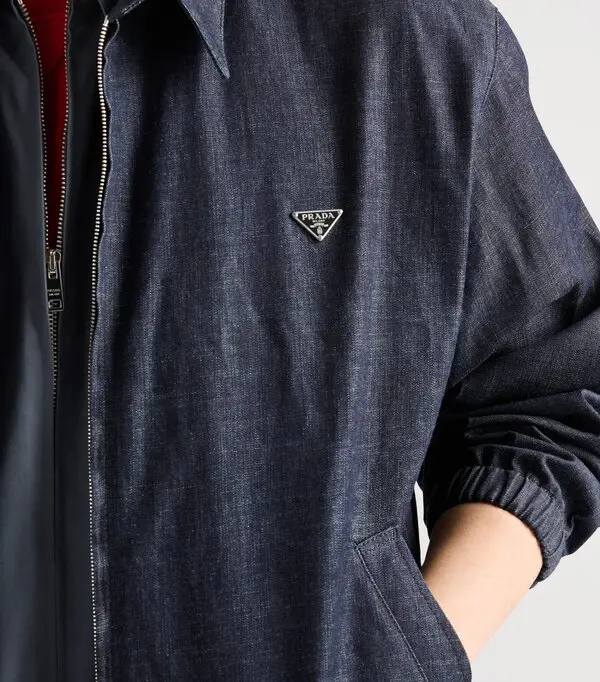Prada Chambray Denim Blouson Jacket - Blue