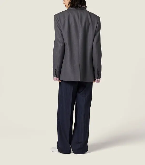 Miu Miu Wool Blazer With Striped Sleeves