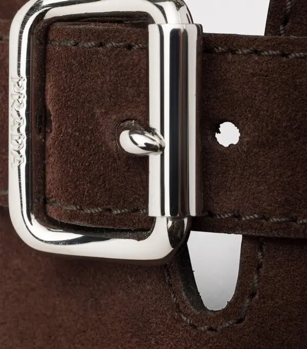 Prada Suede Buckle Mules