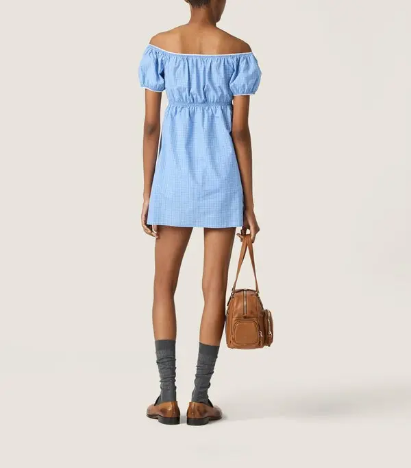 Miu Miu Cotton Poplin Mini Dress - Turquoise