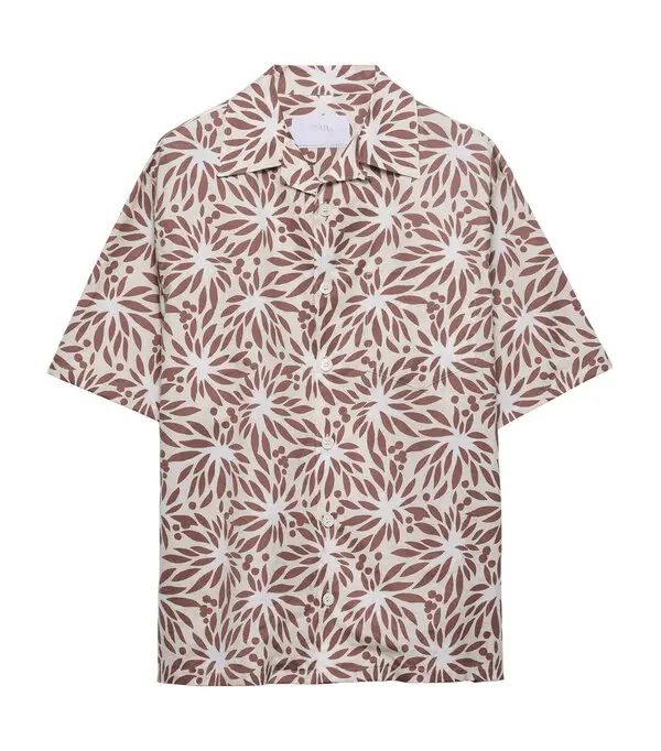 Prada Cotton-silk Short-sleeve Bowling Shirt - Neutral