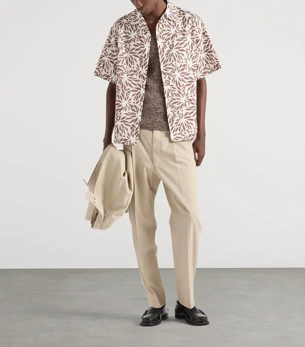 Prada Cotton-silk Short-sleeve Bowling Shirt - Neutral