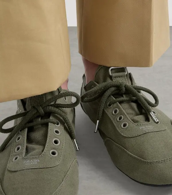 Prada Canvas Collapse Sneakers - Green