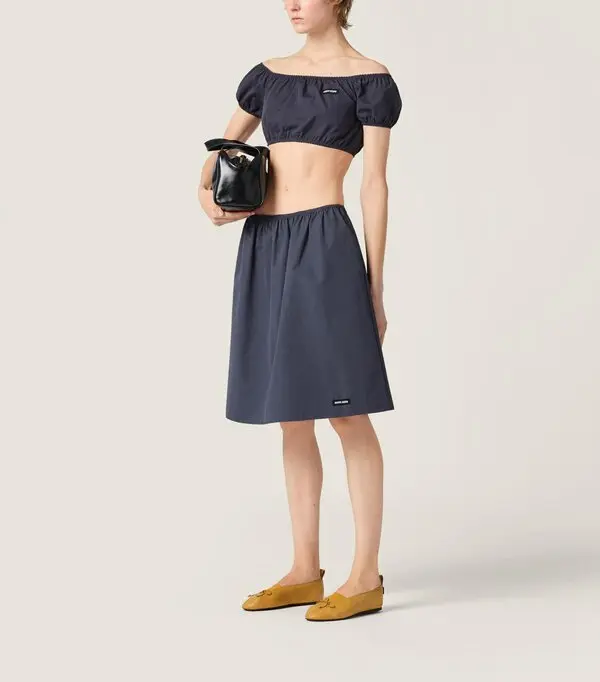 Miu Miu Cotton Poplin Crop Top - Grey