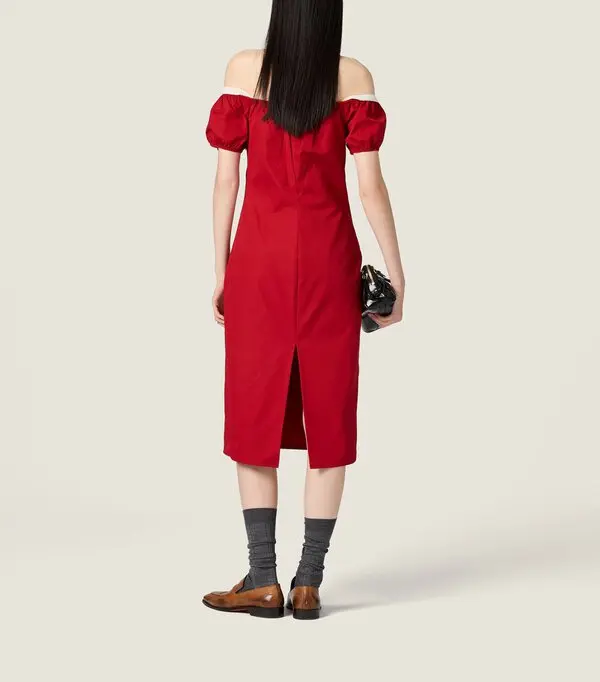 Miu Miu Cotton Logo Midi Dress