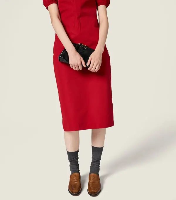 Miu Miu Cotton Logo Midi Dress